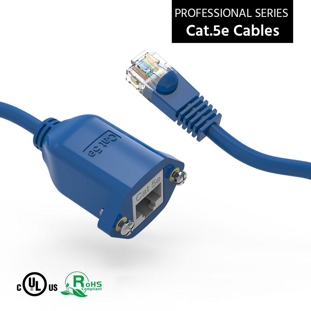 15Ft Panel-Mount Cat.5E Ethernet Cable Blue - Bestlink Netware